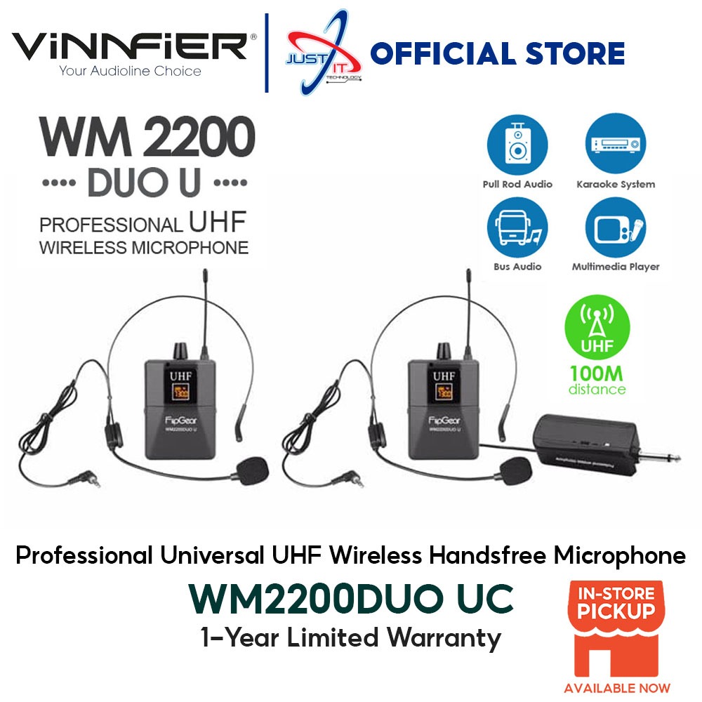 VINNFIER WM2200DUO U Professional Universal Microphone Wireless Headset ...