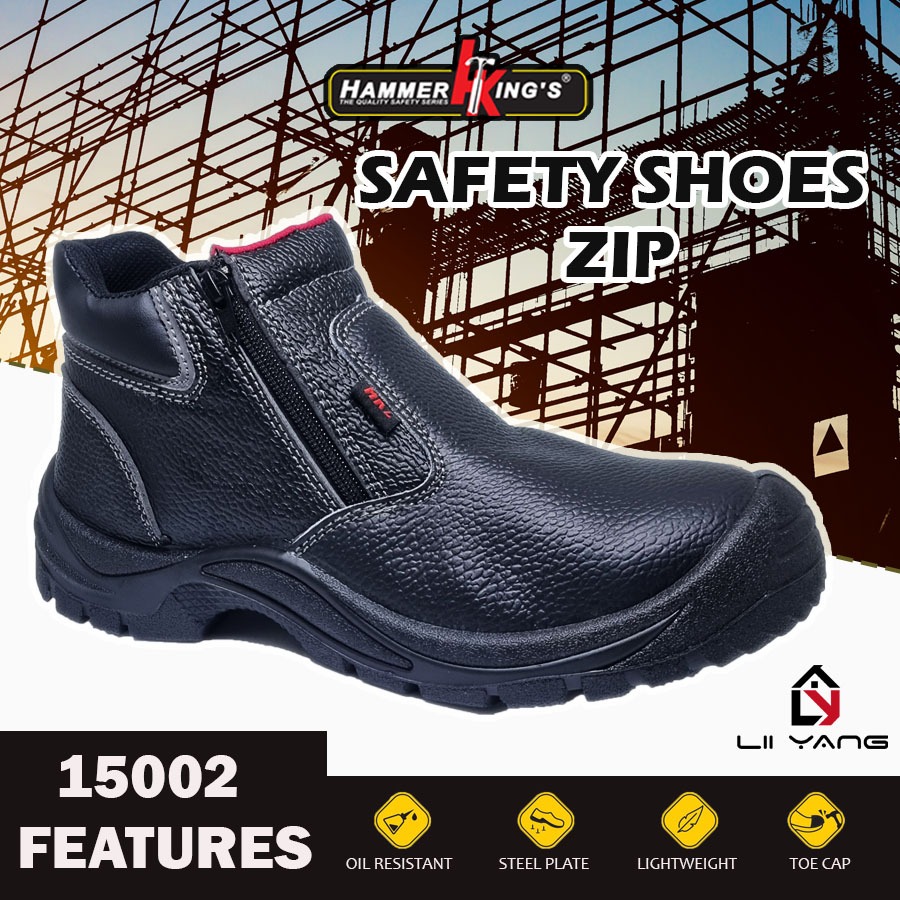 Safety Shoes Zipper Kasut Safety Zip Mid Cut Steel Toe Cap Comfortable ...