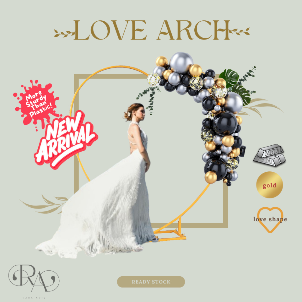 2m Gold Large Metal Heart Shape Wedding Backdrop Iron Love Arch Stand ...
