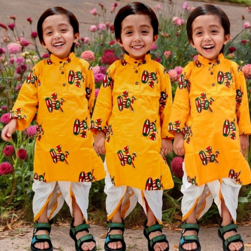 Mattalam Inspired Yellow Kurta & Dhoti Pants – Beautiful Indian Kids ...