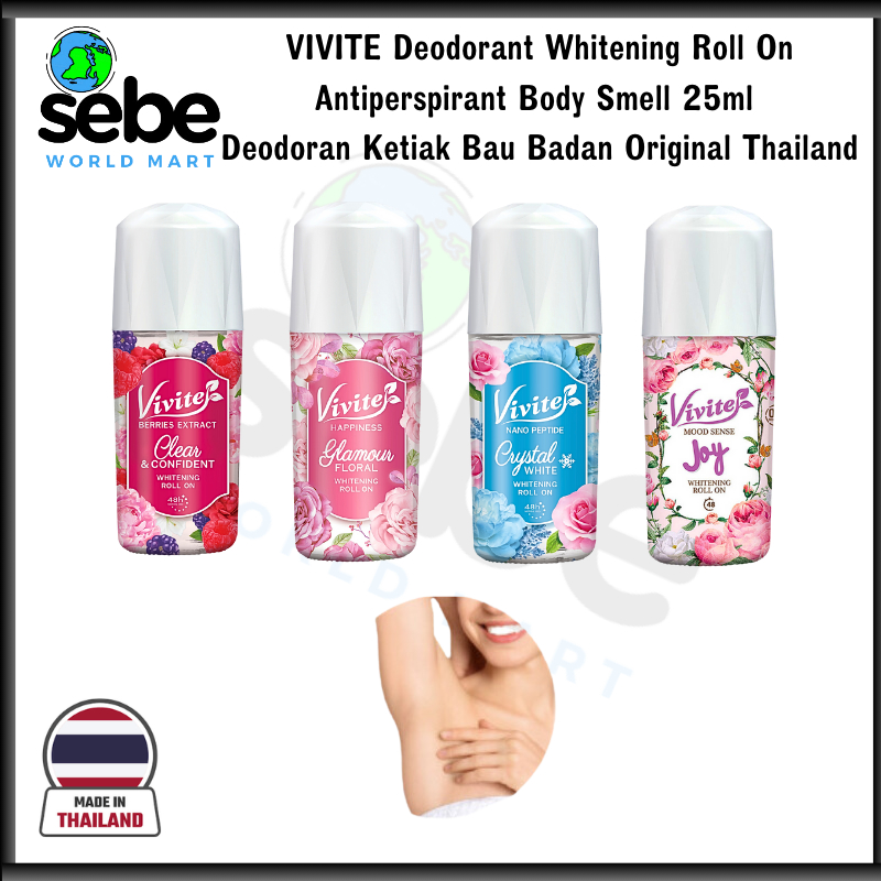 VIVITE Deodorant Whitening Roll On 25ml Antiperspirant Body Smell Deodoran Untuk Ketiak dan Bau ...