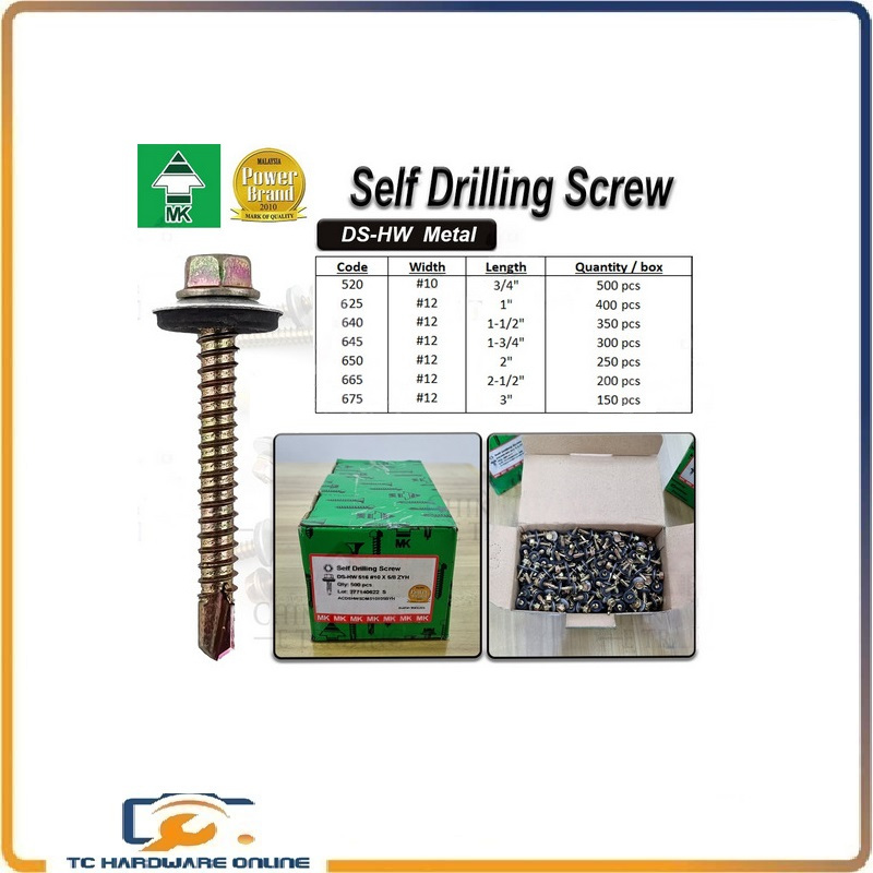 MK Self Drilling Screw / Metal Roof Awning Bumbung DS-HW [ 520 625 640 ...