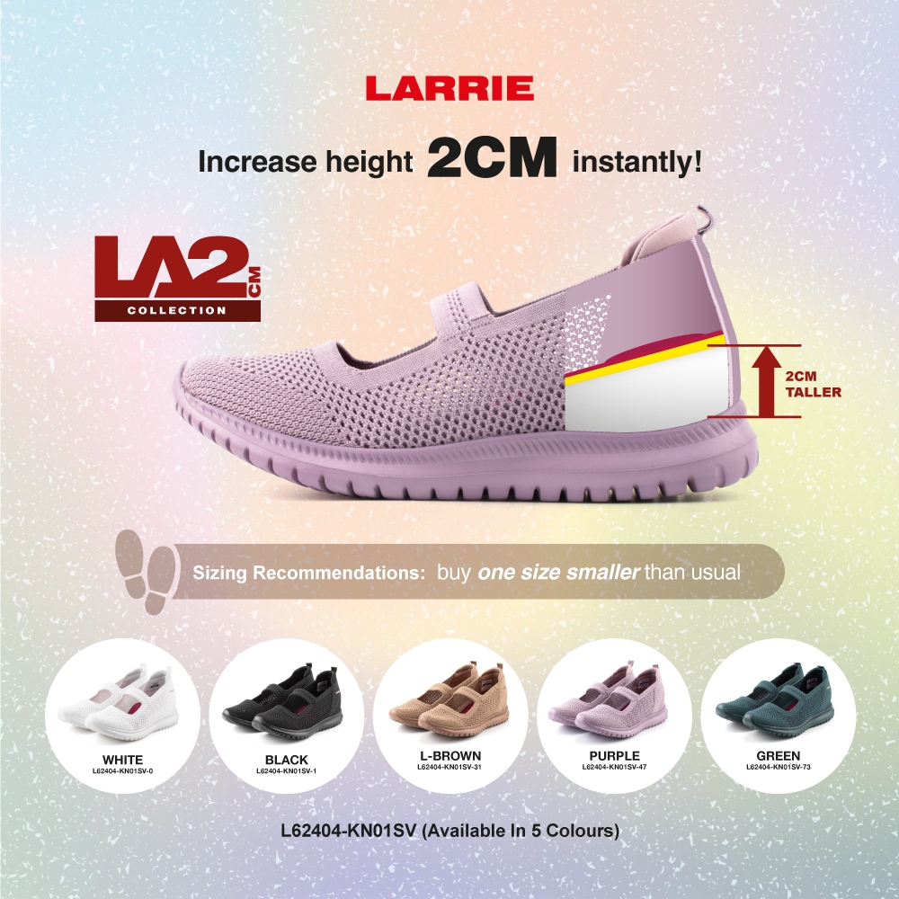 LARRIE Kasut Perempuan +2CM Height Increased Secure Sneakers - L62404-KN01SV | Shopee Malaysia