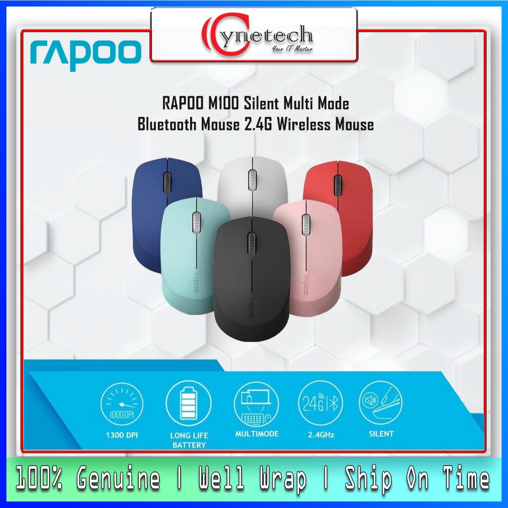 Rapoo M100 Silent Multi Mode Bluetooth Mouse 2.4G Wireless Mouse ...