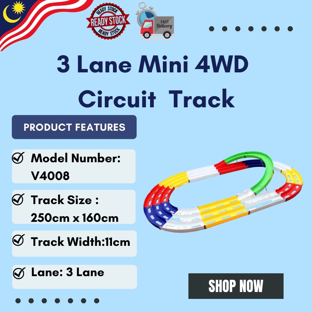 Mini 4WD Circuit Tamiya Track 3 Lane Brand Daxing V4008 | Shopee Malaysia