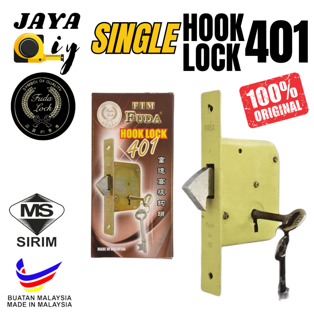 100% ORIGINAL FUDA [401] Single Hook Lock For Metal Door / Grill Door ...