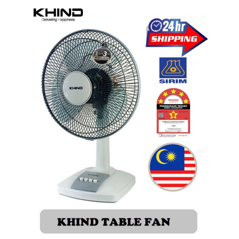 Khind Midea Table Fan 16 Inch 3 Blades 5 Star Energy Save Rated Malaysia 3 Pin Plug 50W | Shopee ...