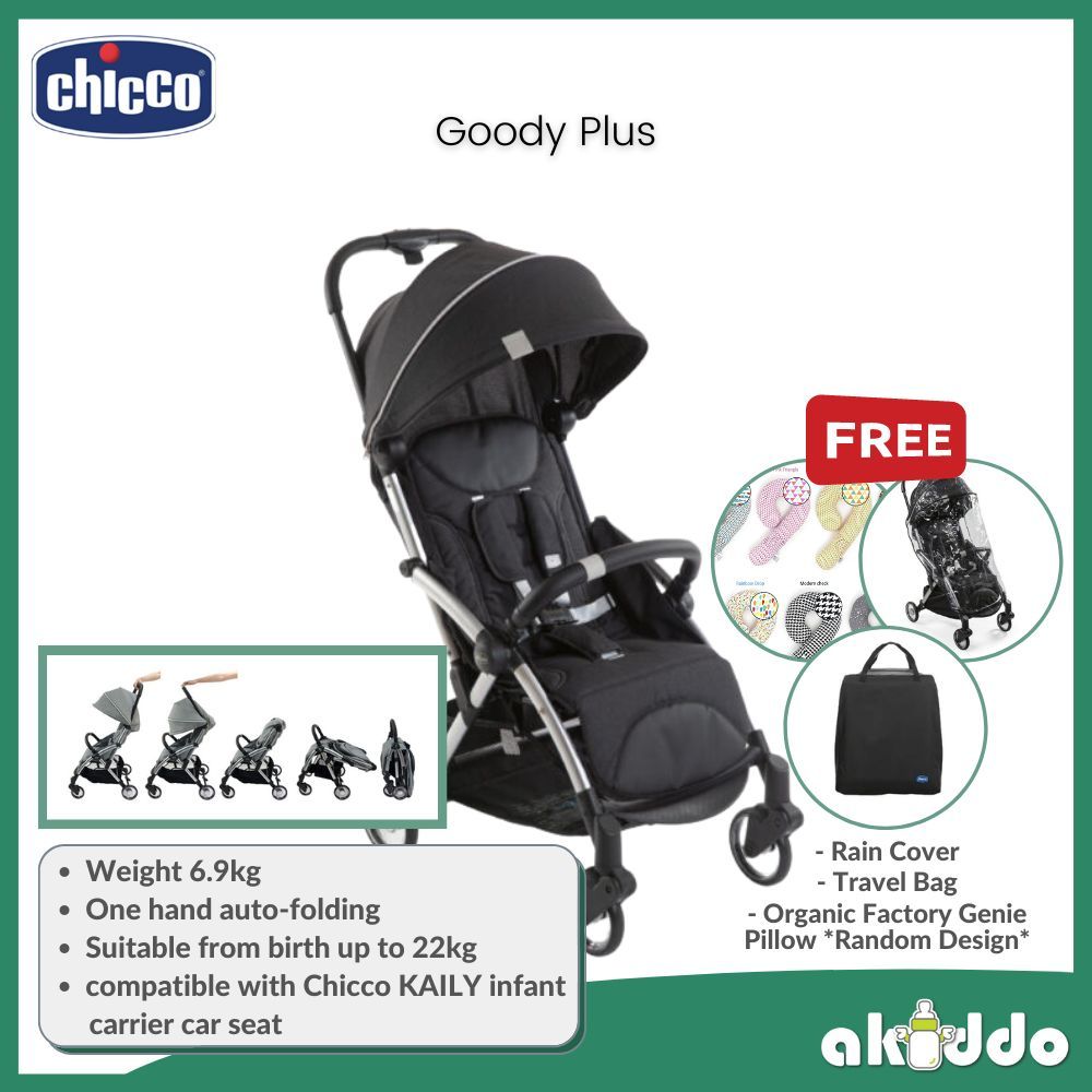 Chicco Goody Plus Auto-folding Compact Stroller **FREE Travel Bag, Rain Cover & GeniePillow ...