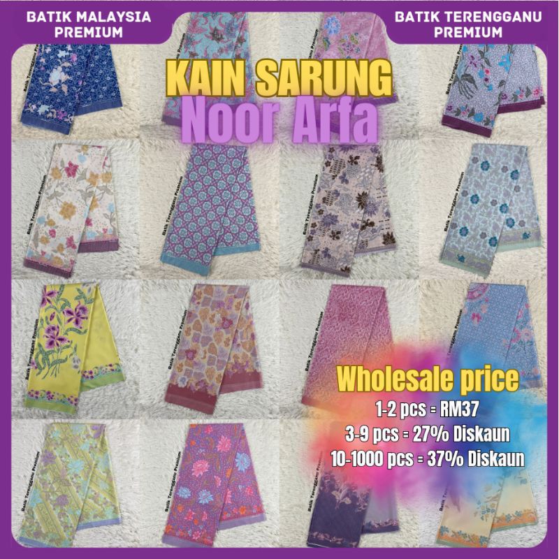 NOOR ARFA Kain Sarung Batik Premium | Batik Malaysia Pastel | Shopee ...