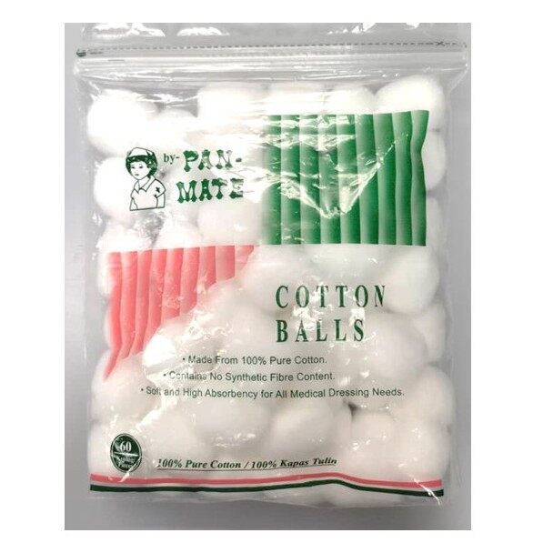 Pan Mate Cotton Ball Kapas Bulat Cuci Luka 100s,200s Single Pack Double ...