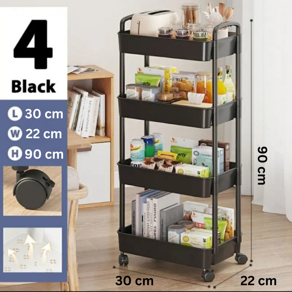 3 Tier Trolley Living Room Kitchen Trolley Storage Rack Shelf with ...