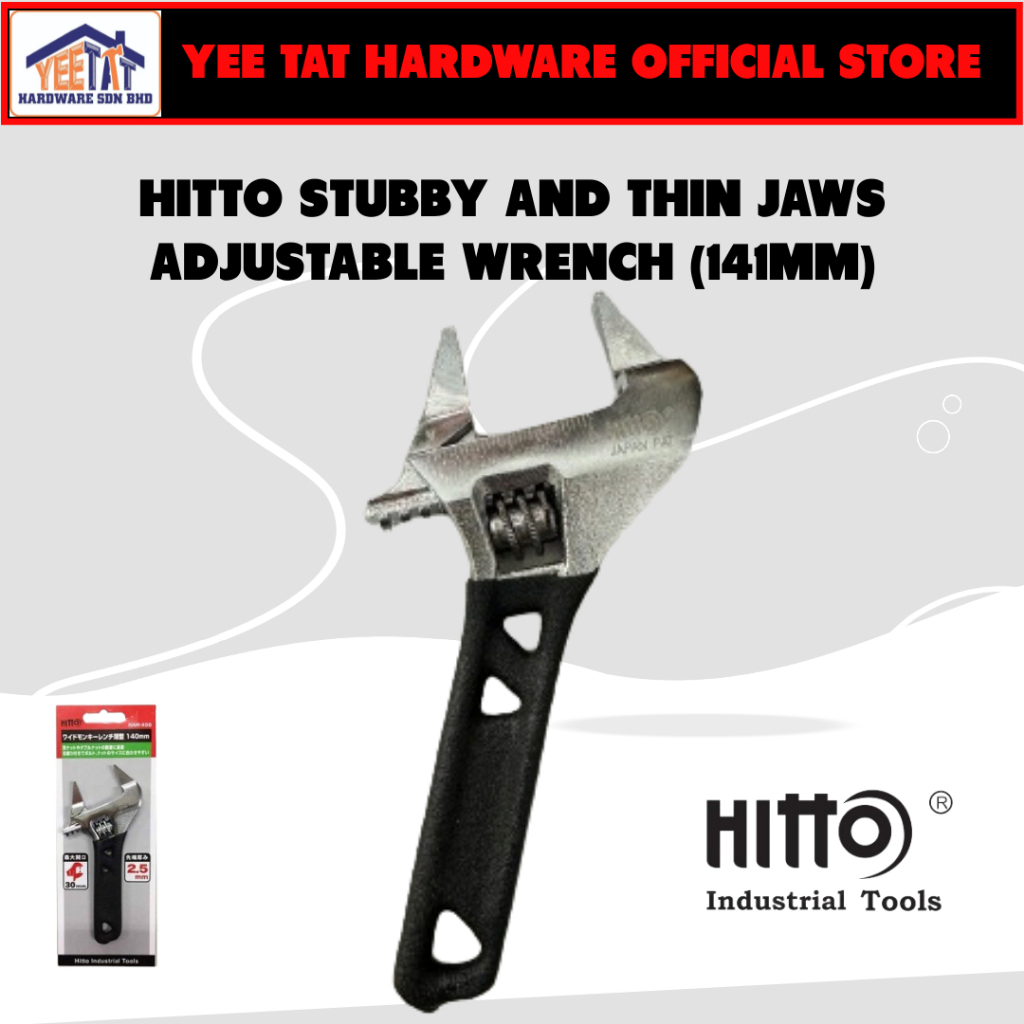 [ HITTO ] HAW-8SB Stubby & Thin Jaws Adjustable Wrench / Spana Hardened ...