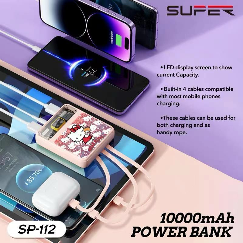 SUPER POWERBANK SP-112 SANRIO SERIES BUILT-IN 4 OUTPUT 4 INPUT 10 ...