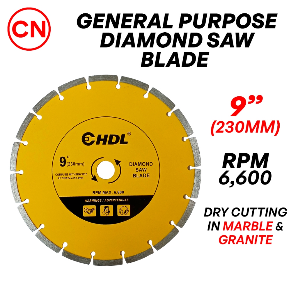 CN ''CHDL'' Diamond Saw Blade Cutting Disc Ultra Sharp 9'' 230MM (D) x 22.23MM (BD) x 2.4MM (T ...