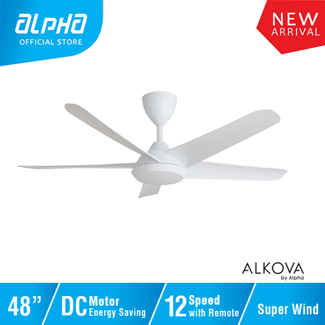 ALPHA Alkova RACER DC Motor Ceiling Fan with 5 Blades 12 Speed Remote ...