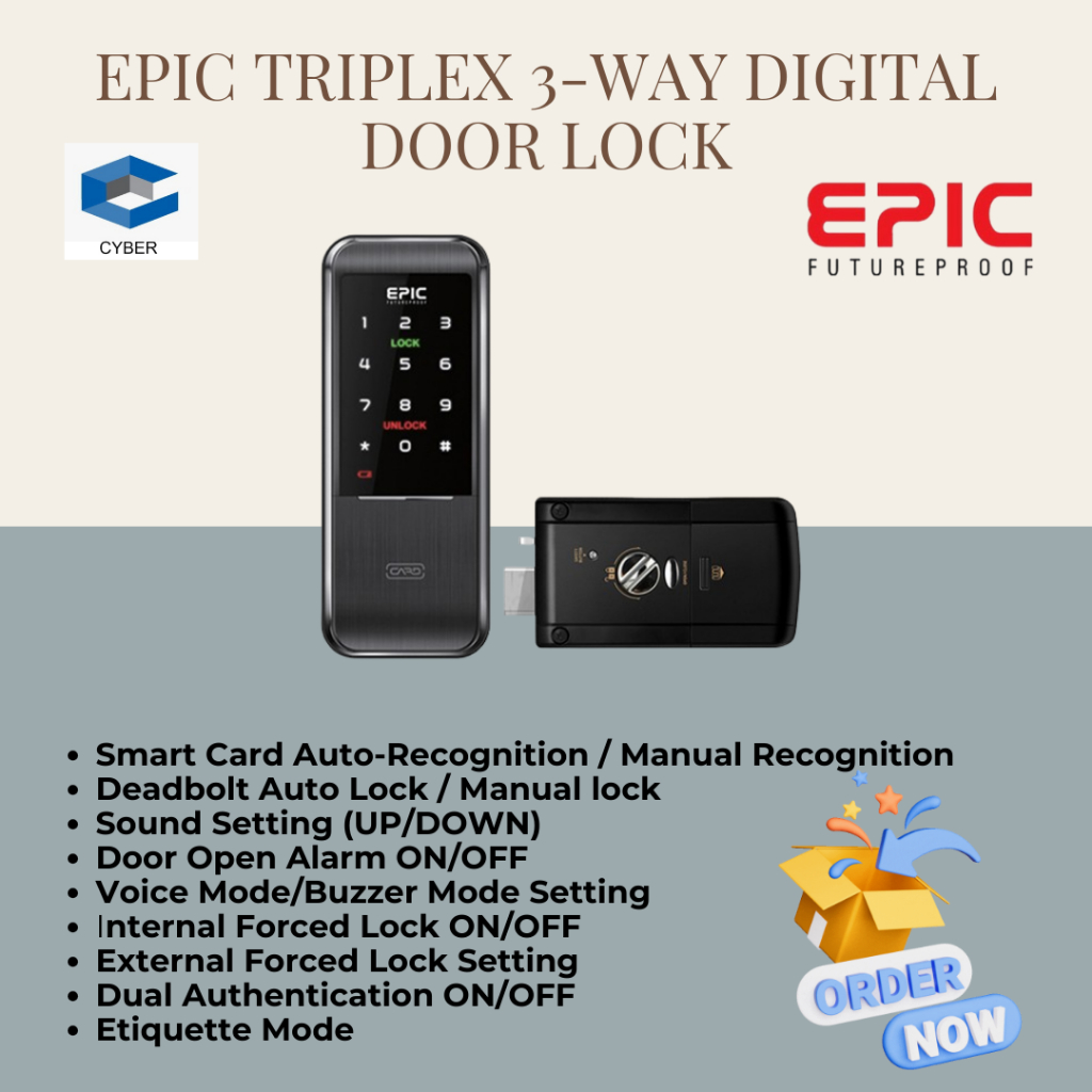 EPIC TRIPLEX 3-WAY DIGITAL DOOR LOCK ( MADE IN KOREA ) | Shopee Malaysia