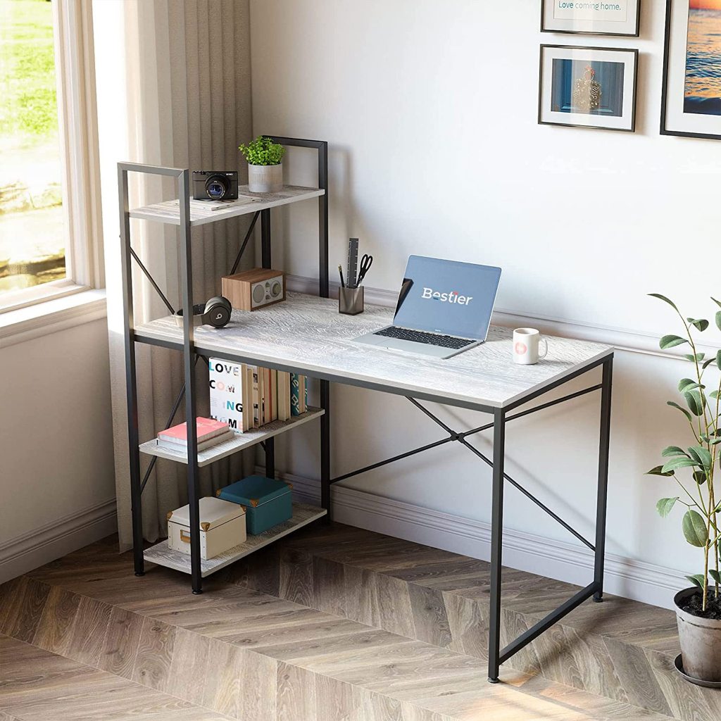 100CM Meja Belajar Computer Table with Book Shelf Modern Study Table ...