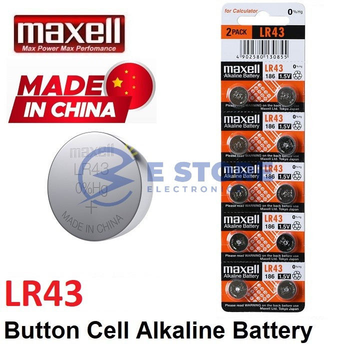 10PCS LR43 GENUINE Maxell Button Cell Alkaline Battery 1.5V | Shopee ...