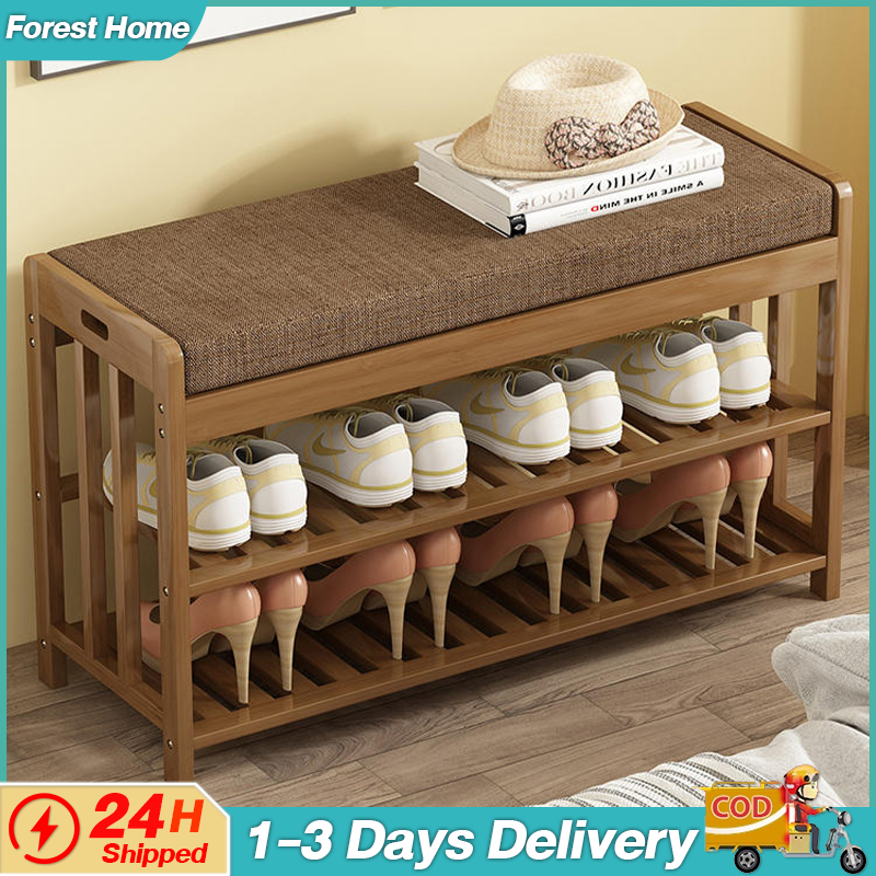 Shoe Bench Stool Wooden Shoe Changing Stool Soft Cushion Shoe Rack Can ...