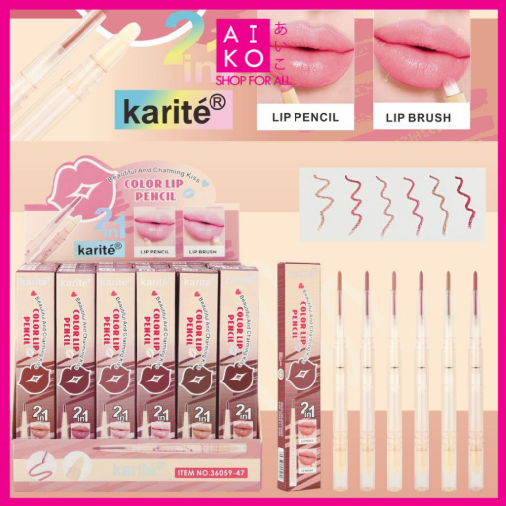 (AIKO)KARITE 2IN1 COLOR LIP PENCIL WITH BRUSH (36059-47) | Shopee Malaysia