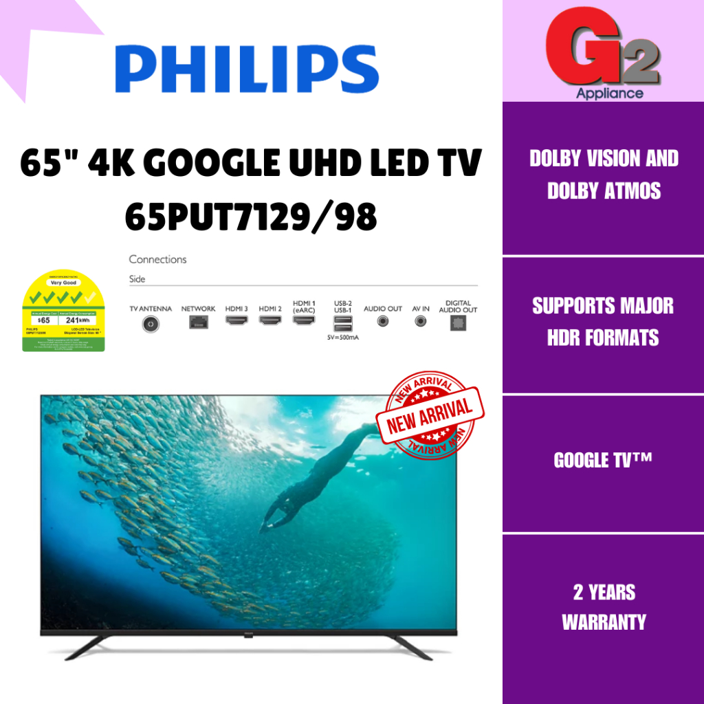 PHILIPS [NEW ARRIVALS] 65" 4K GOOGLE UHD LED TV 65PUT7129/98 - PHILIPS ...