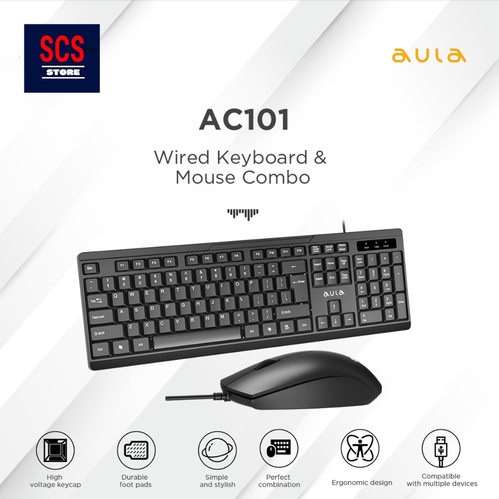AULA AC101 Wired Keyboard and Mouse Combo | Shopee Malaysia