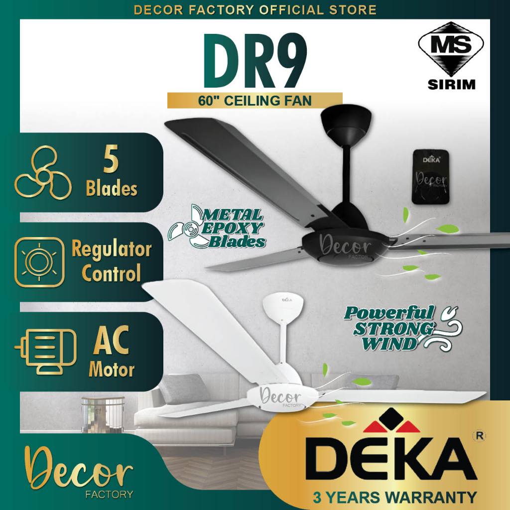 DEKA DR9 60" 3 Blades 5 Speed Control Electronics Regulator Ceiling Fan ...