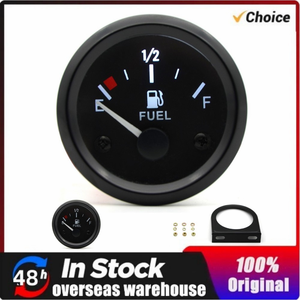 🔥2'' 52mm Fuel Level Gauge Car Meter White LED Light Black Rim ...