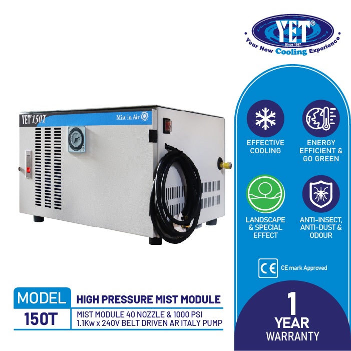 YET 150T 1500psi 1100W High Pressure Water Mist System Disinfection ...