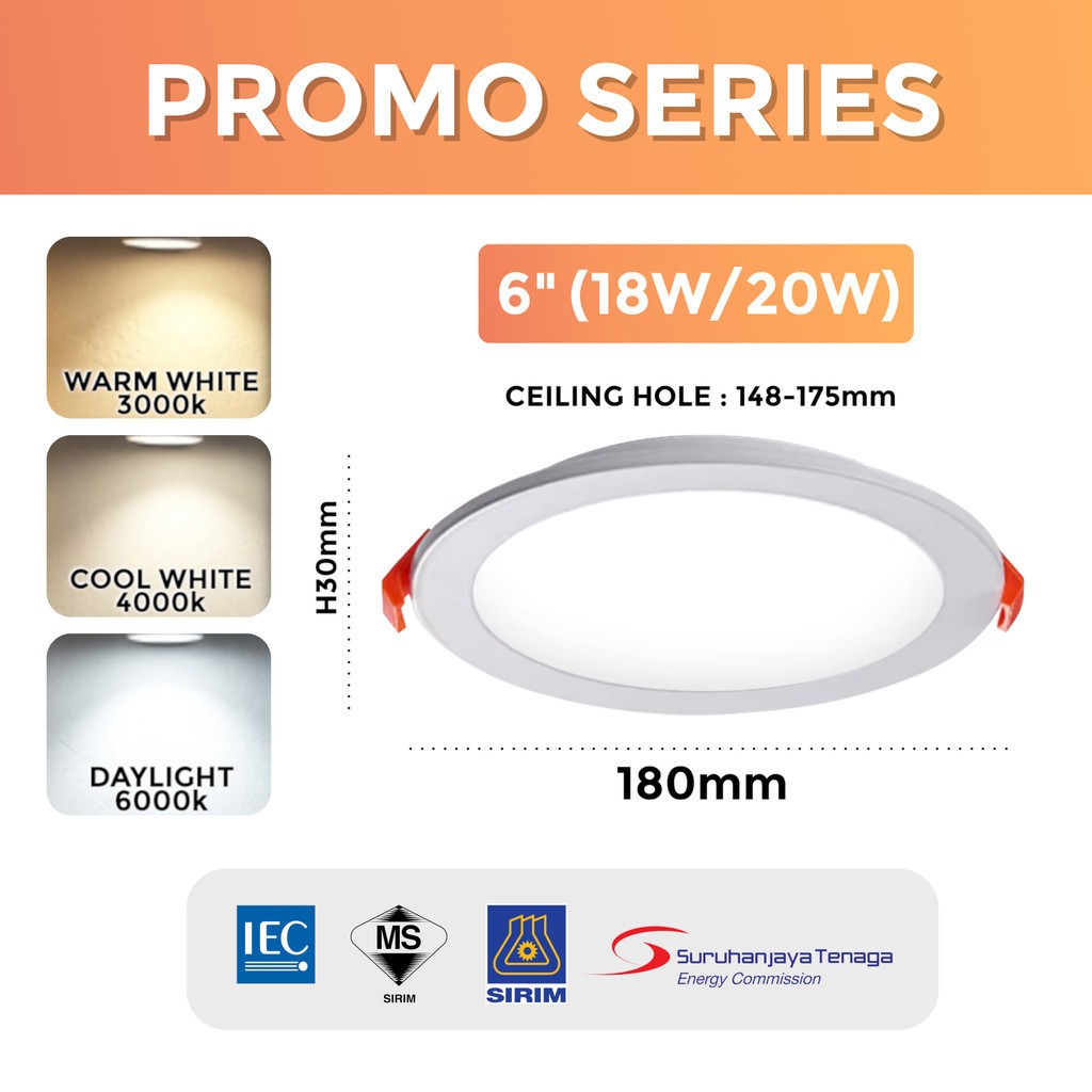 【SIRIM】 LED Downlight 12W 18W Lampu Led Siling Ceiling Light Downlight ...