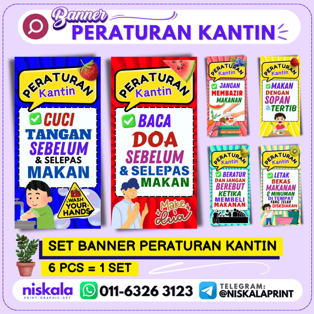 [KANTIN] Banner Peraturan Kantin (1 SET) Poster Size | Banner Hiasan ...