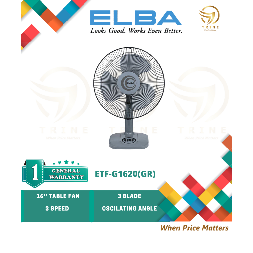 Elba Table Fan (16") ETF-G1620 (GR) | Shopee Malaysia