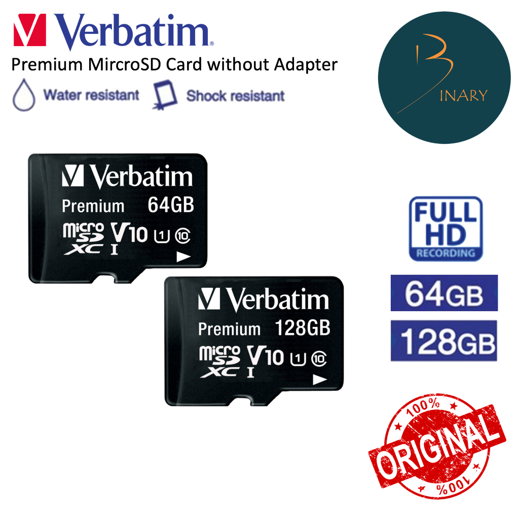 Verbatim Premium MicroSD Card SDXC Class V10 90MB/S Without Adapter ...