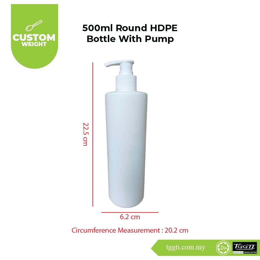 500ML ROUND BOTTLE HDPE WITH HAND PUMP | Shopee Malaysia