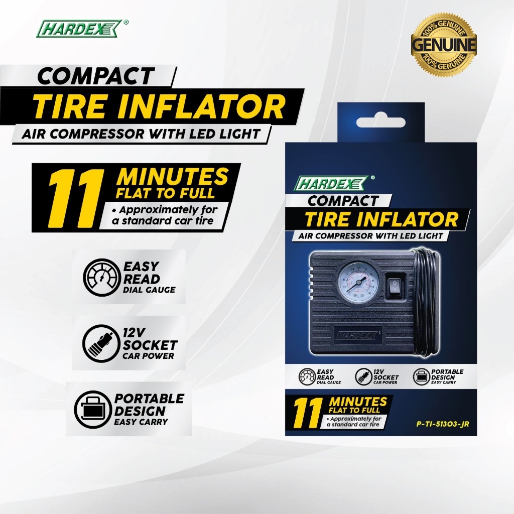 [Genuine] HARDEX Compact Portable Tyre Inflator 12V Air Compressor Pump ...