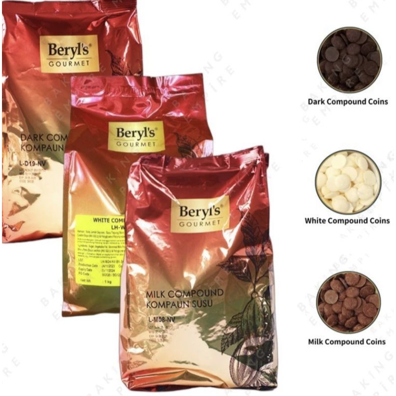Beryl’s Chocolate Coin 1.5kg / 200g repacking / 500g Dark/White/milk ...