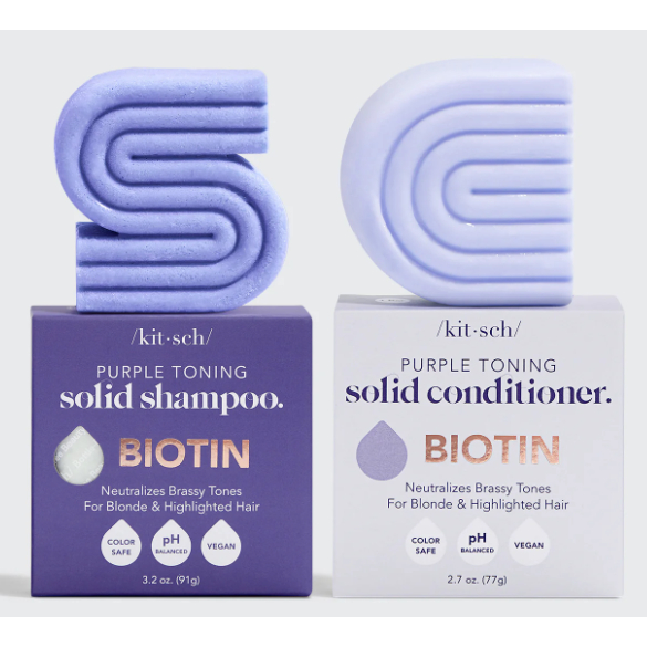 Original Kitsch Purple Toning Solid Shampoo Bar & Condioner Bar Biotin ...