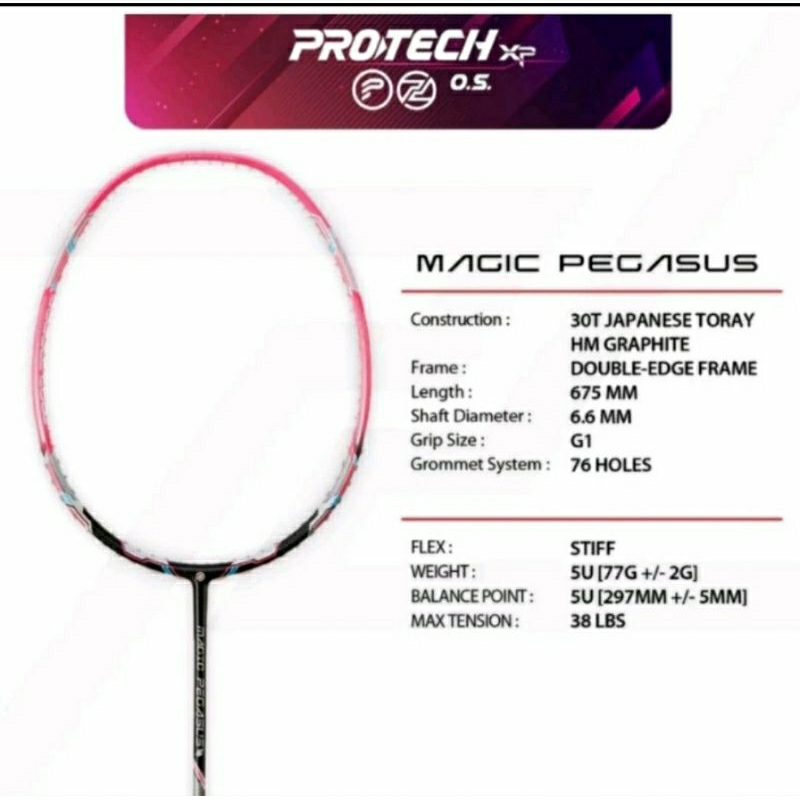 protech magic pegasus 5u/G1 raket badmintin original badminton racket ...