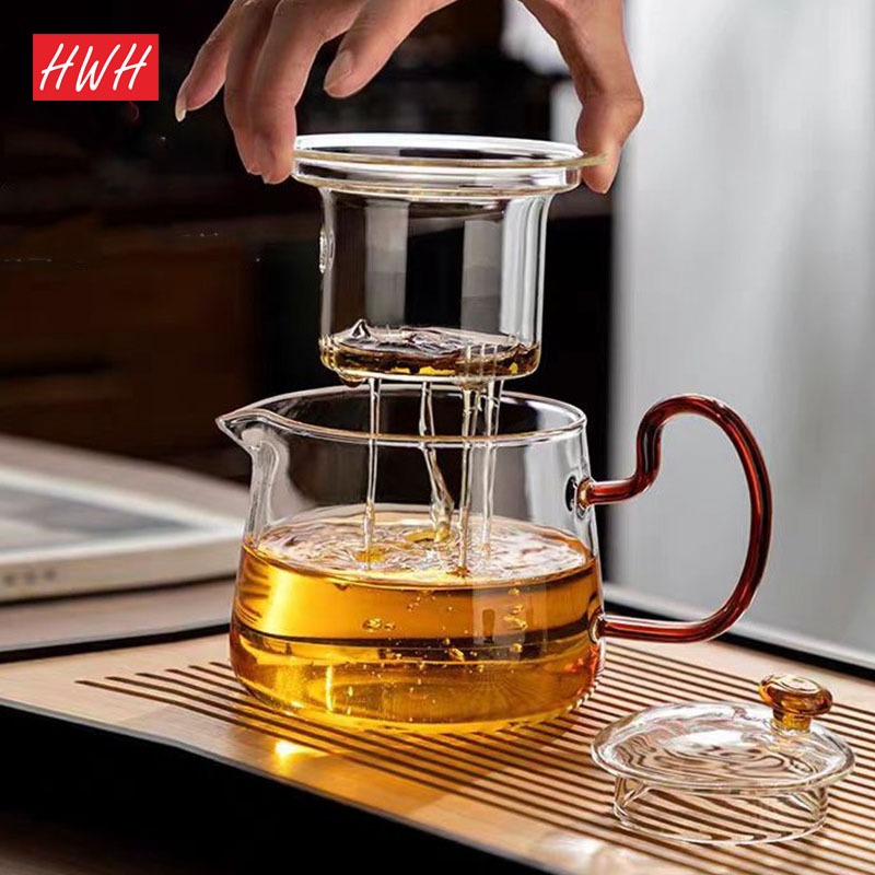 HWHOME -20 to150℃ Borosilicate Glass Teapot Set Stovetop Microwave Safe ...