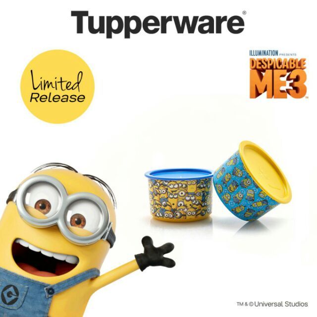 ( ORIGINAL ) Tupperware Canister OneTouch Minion Google Limited Edition ...