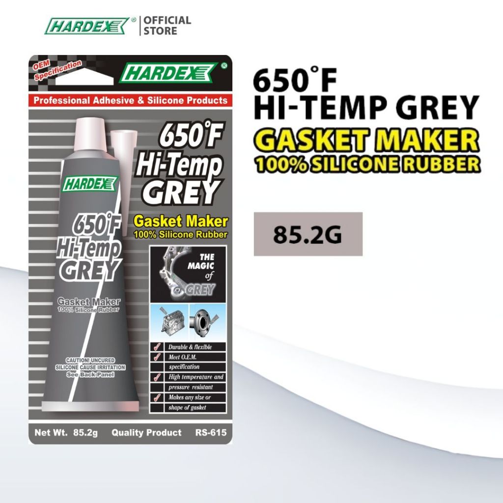 HARDEX Hi-Temp Silicone Gasket Maker - Grey (35g/85.2g) RS-6153/RS-615 ...