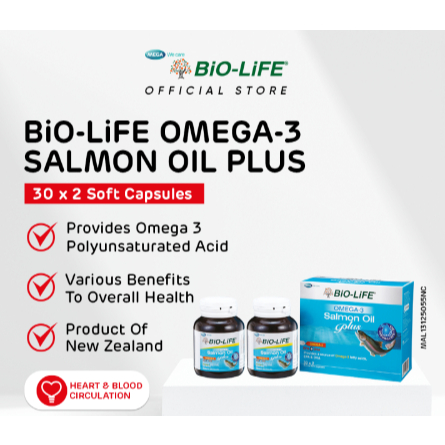 BIO-LIFE OMEGA-3 SALMON OIL PLUS 2X30 CAPSULES | Shopee Malaysia