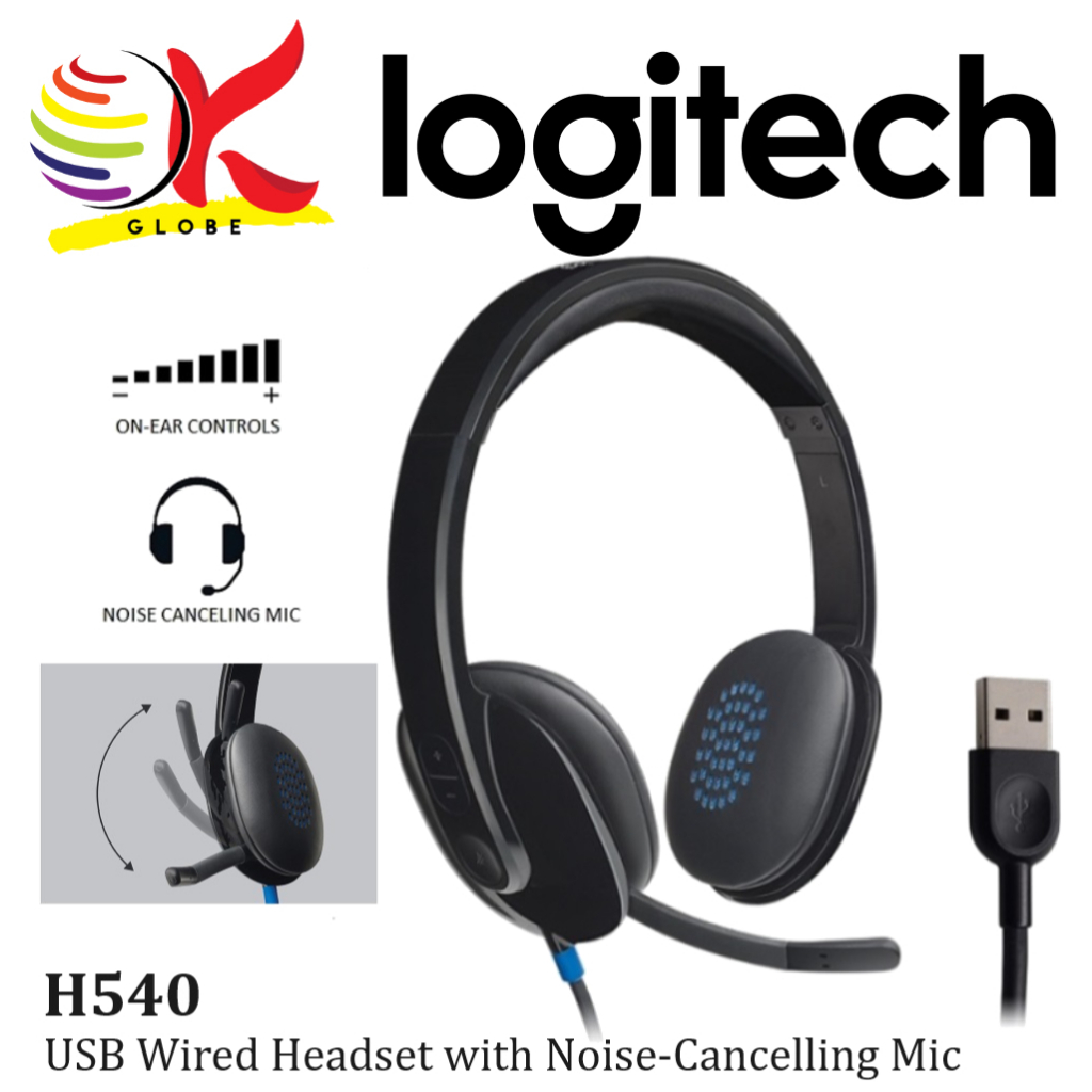 LOGITECH H540 USB COMPUTER HEADSET WITH HIGH DEFINITION SOUND, ON EAR ...