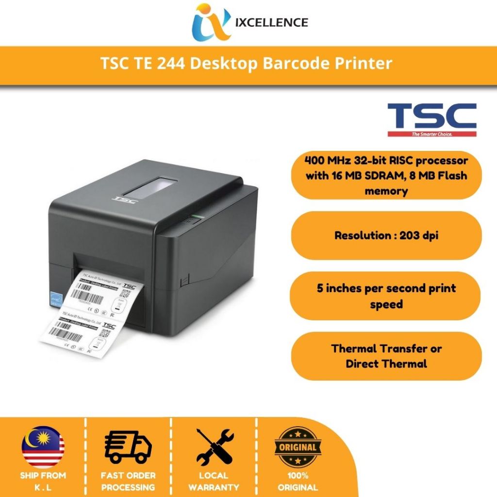 [IX] TSC TE 244 Desktop Label Barcode Printer (Black) | Shopee Malaysia