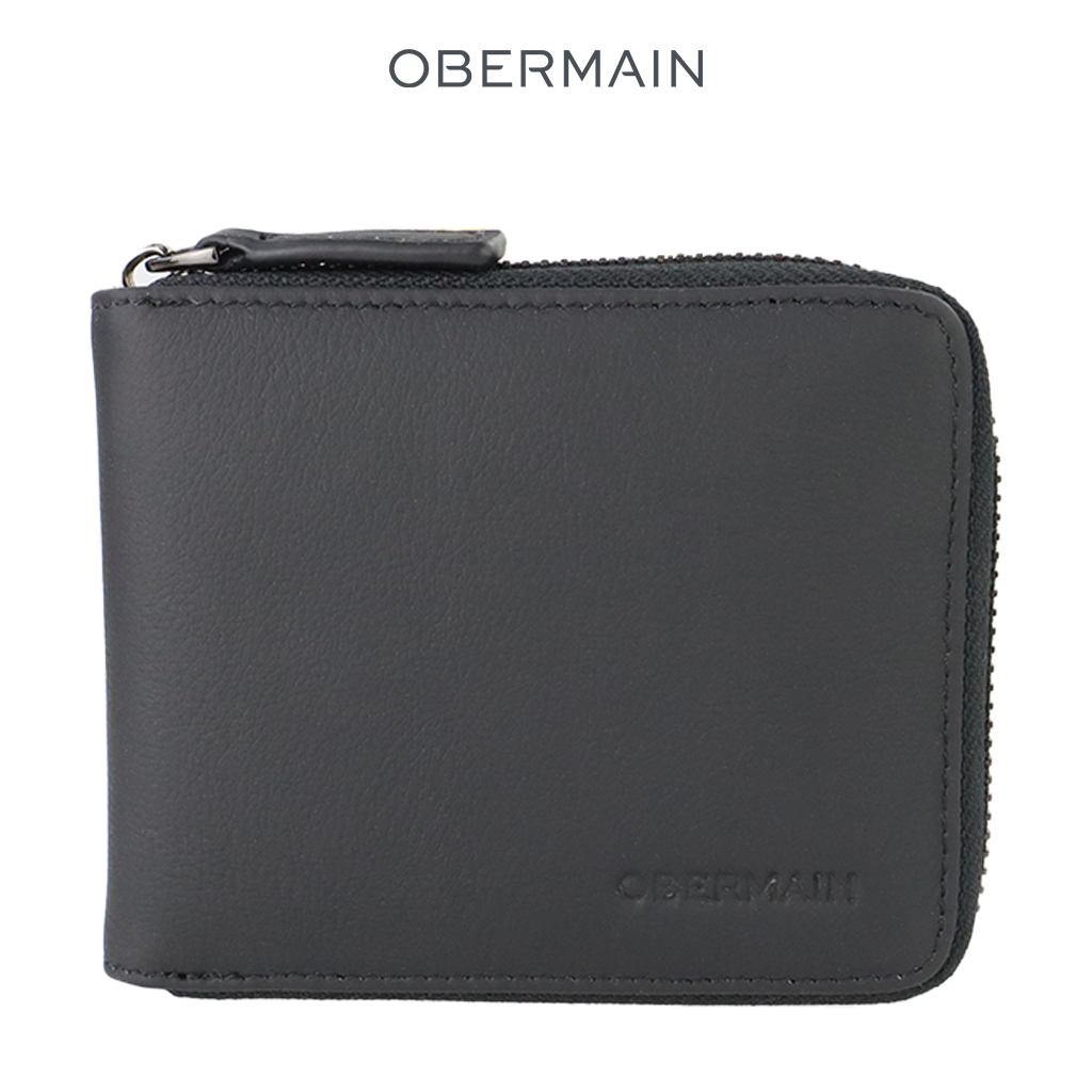 OBERMAIN Genuine Leather RFID Zip Wallet OBW223G2 (221005F2) Black ...