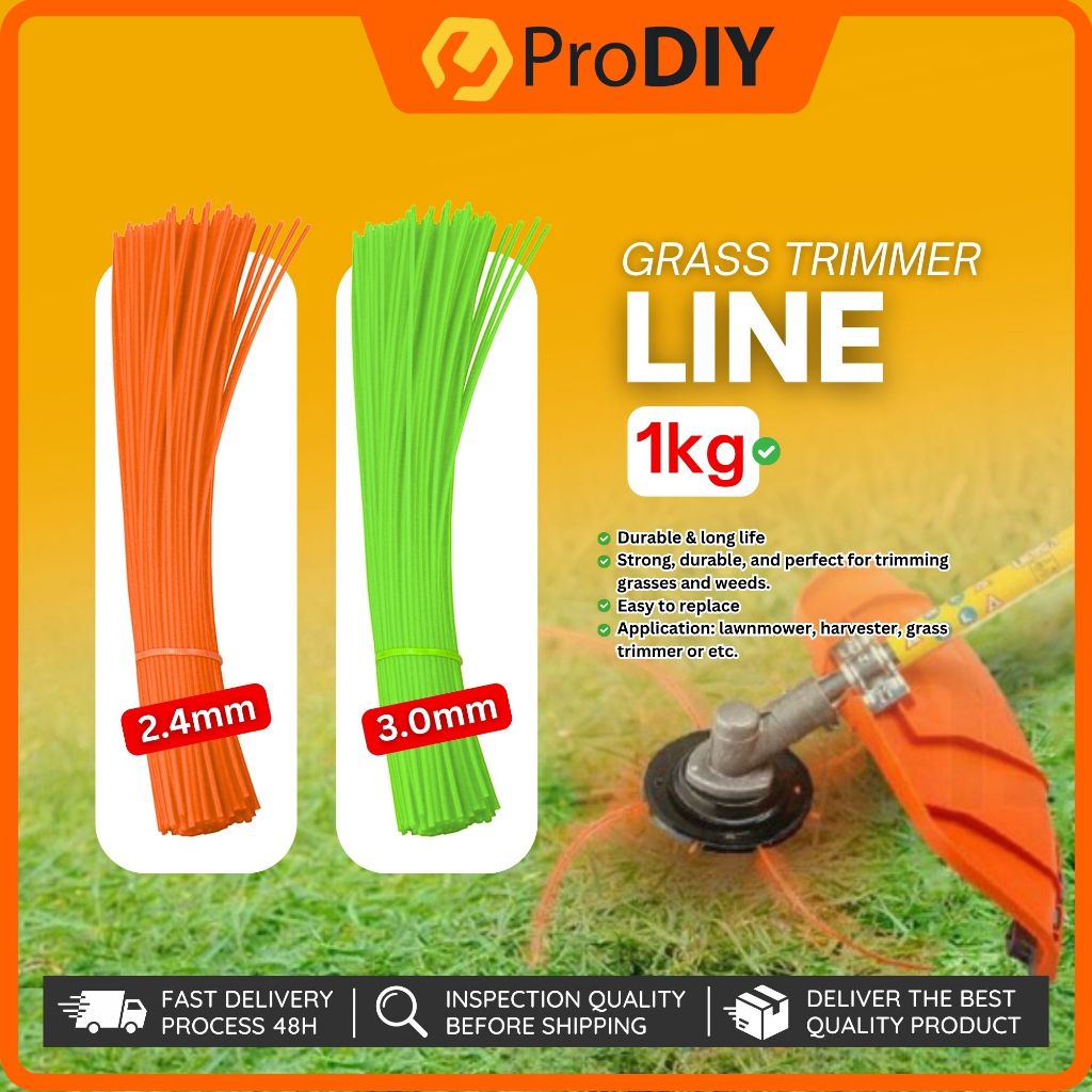 12" x 1kg 2.4mm 3.0mm Grass Trimmer Line Square Grass Brush Cutter | Shopee Malaysia