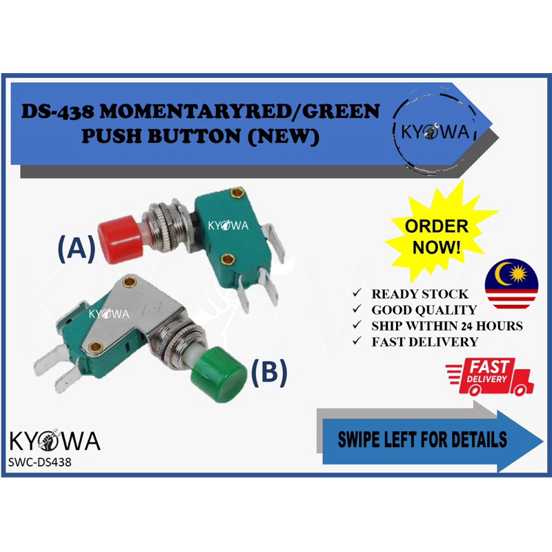 DS-438 Momentary Red /Green Push button Actuator Micro Limit Switch ...