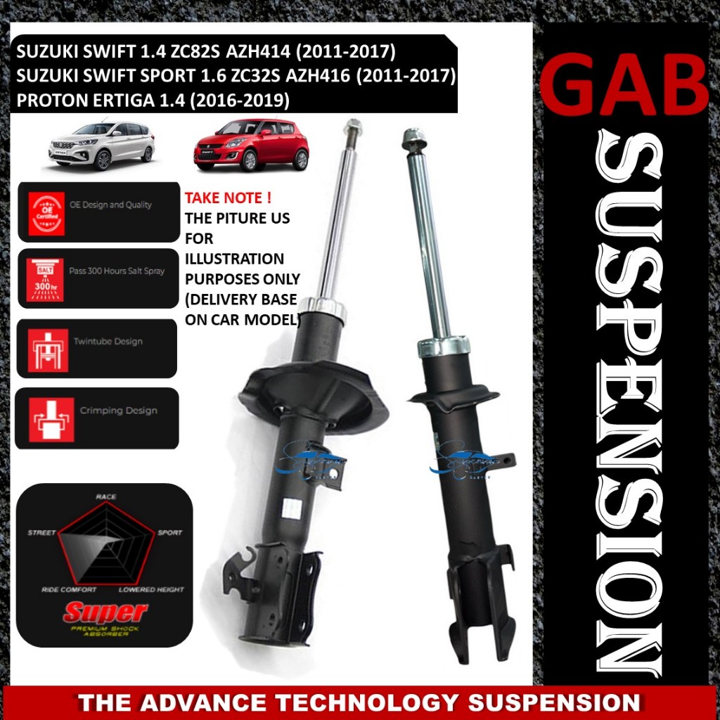 ORIGINAL SET GAB SUPER FRONT ABSORBER/REAR ABSORBER - SUZUKI SWIFT 1.4 ...
