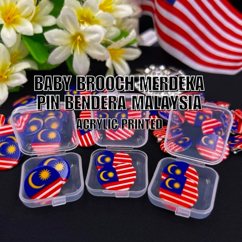 Elegant Brooch Pin Bendera Malaysia Merdeka & Brooch Bunga Raya ...
