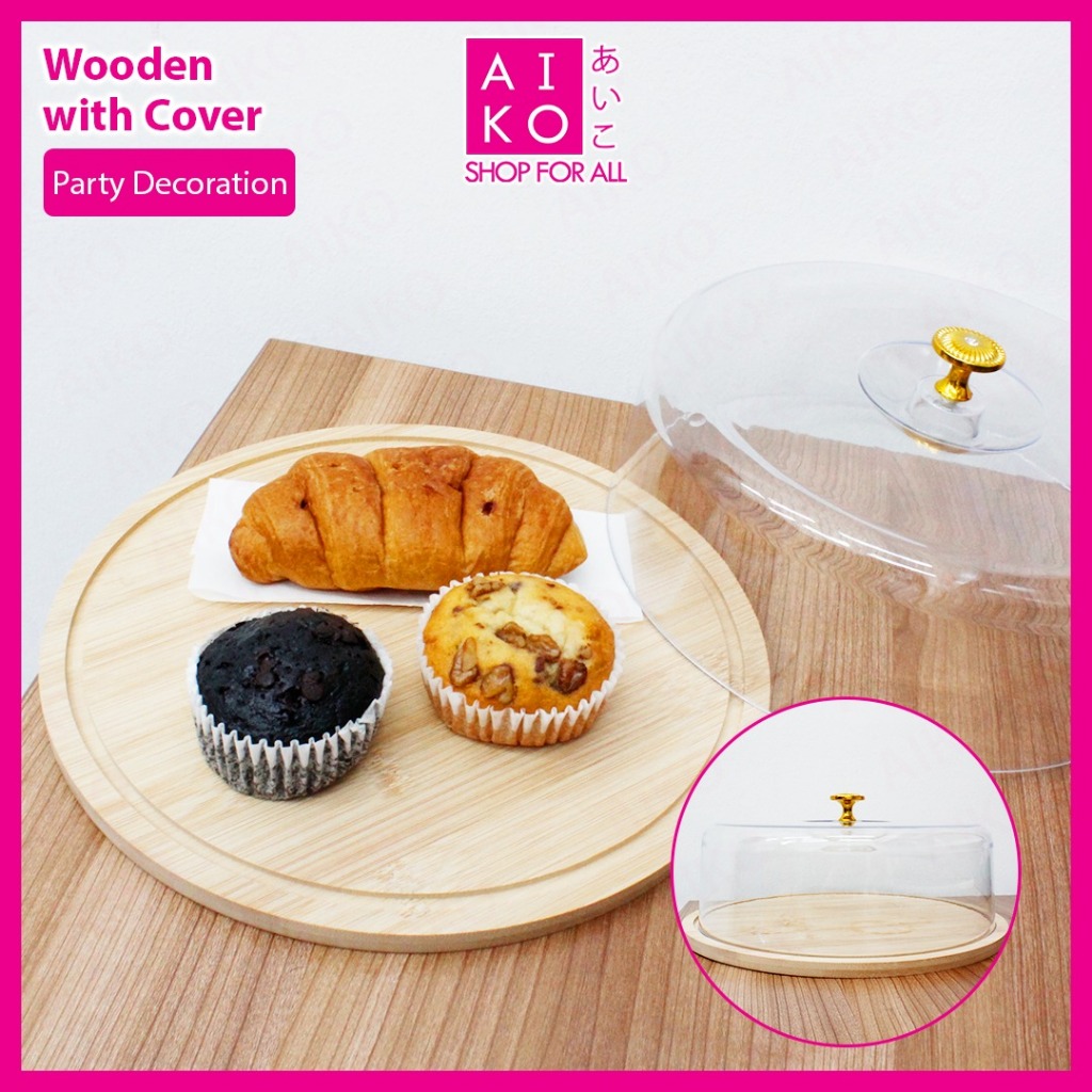 (AIKO) ACRYLIC CAKE STAND WOODEN TRAY MULTI FUNCTION CAKE STAND AND ...